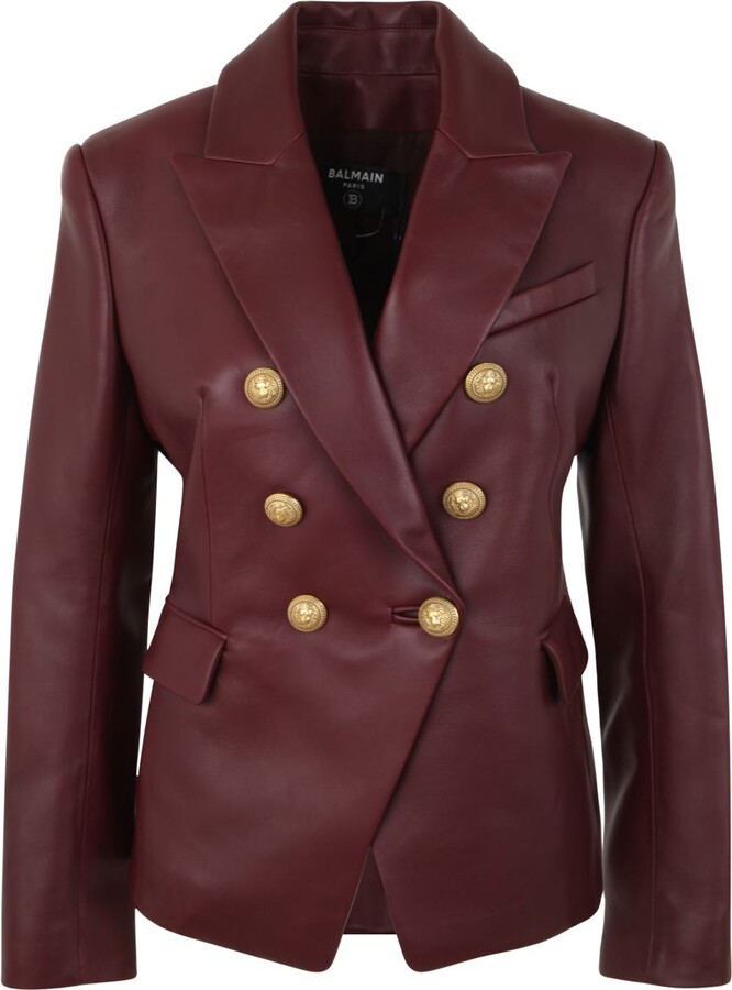 Balmain 6 Btn Leather Jacket - ShopStyle