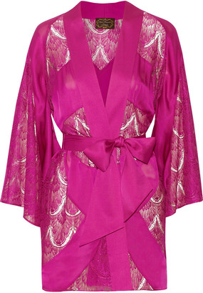 Agent Provocateur Soirée Emie Paneled Silk-Satin and Lace Robe - ShopStyle
