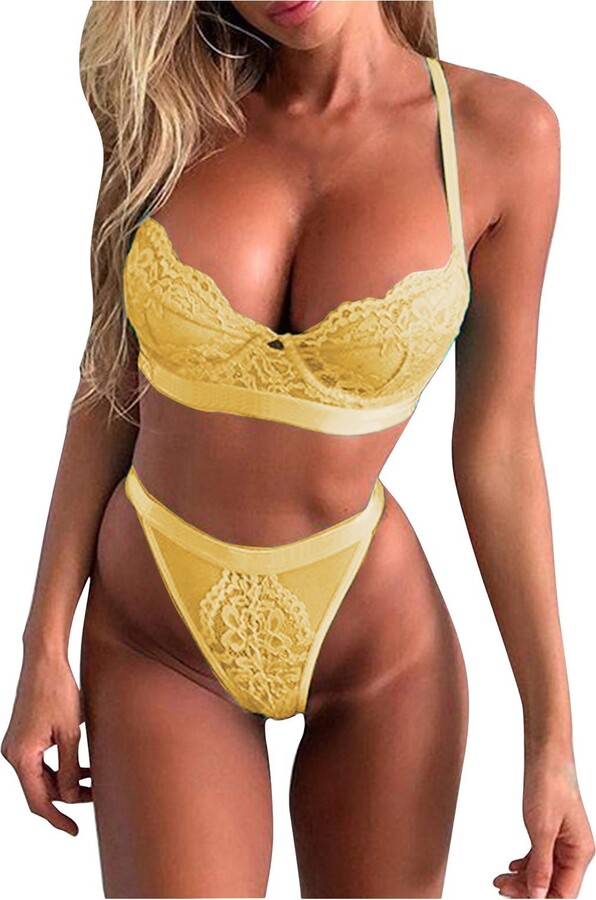 OUMSHBI Bra and Knickers Lingerie Set Top Up Lingerie Set Women Pants Underwear Bra Sexy Flowers ...