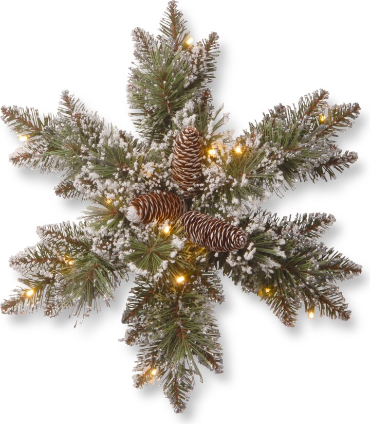 National Tree Company 18" Glittery Bristle Pine Snowflakes with 6 Cones ...
