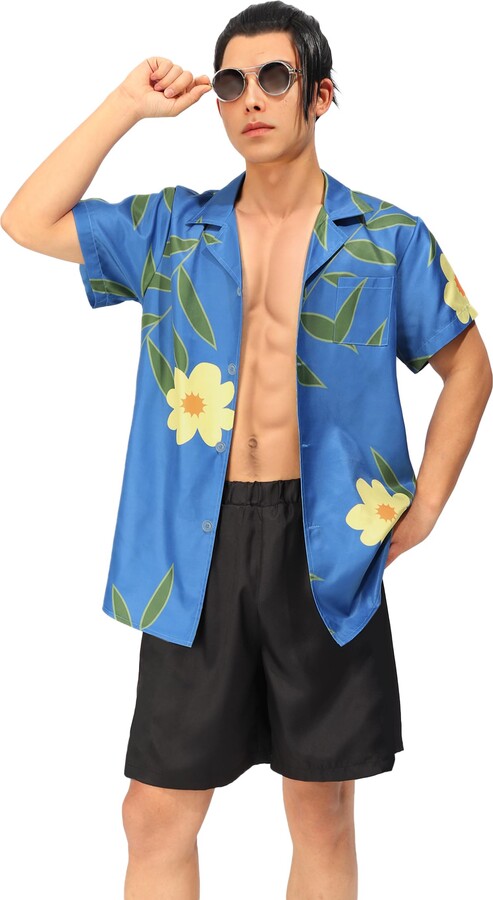 DAZCOS Suguru Geto Cosplay Shirt Slim Fit Floral Costume Hawaiian Beach ...