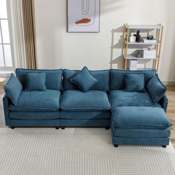 Eafurn Reversible Modular Sectional Sofa with Movable Ottoman - ShopStyle