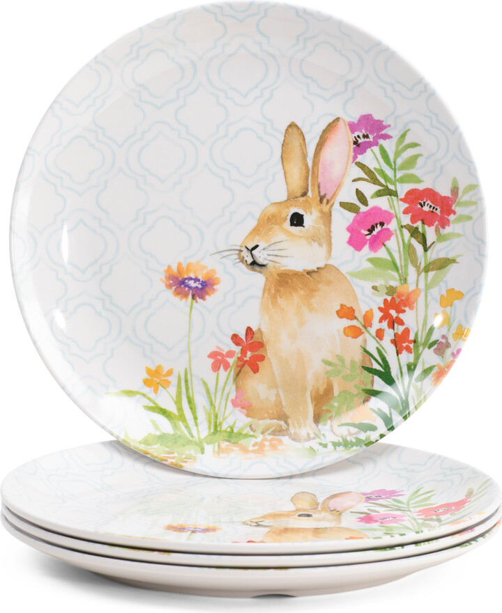 The Farmhouse By Rachel Ashwell Set Of 4 Garden Bunny Dinner Plates ...