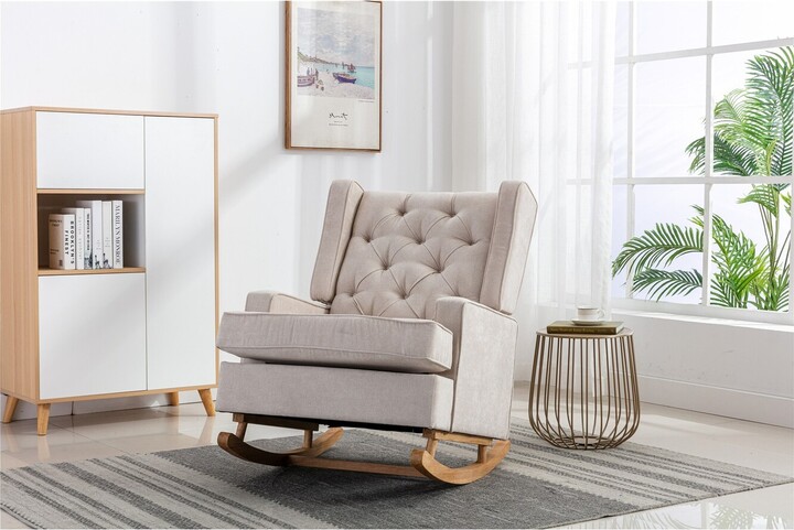 EDWINRAY Mid-Century Comfortable Rocking Chair with Cushion, Ergonomics ...