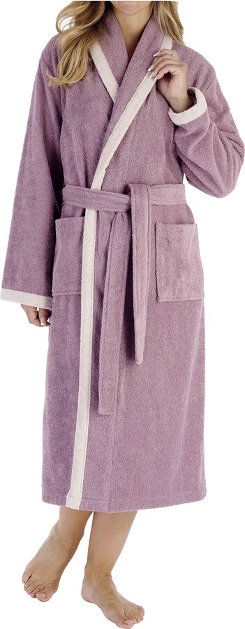 Slenderella Womens Luxury Bath Robe 46" Purple Combed Cotton Towelling ...