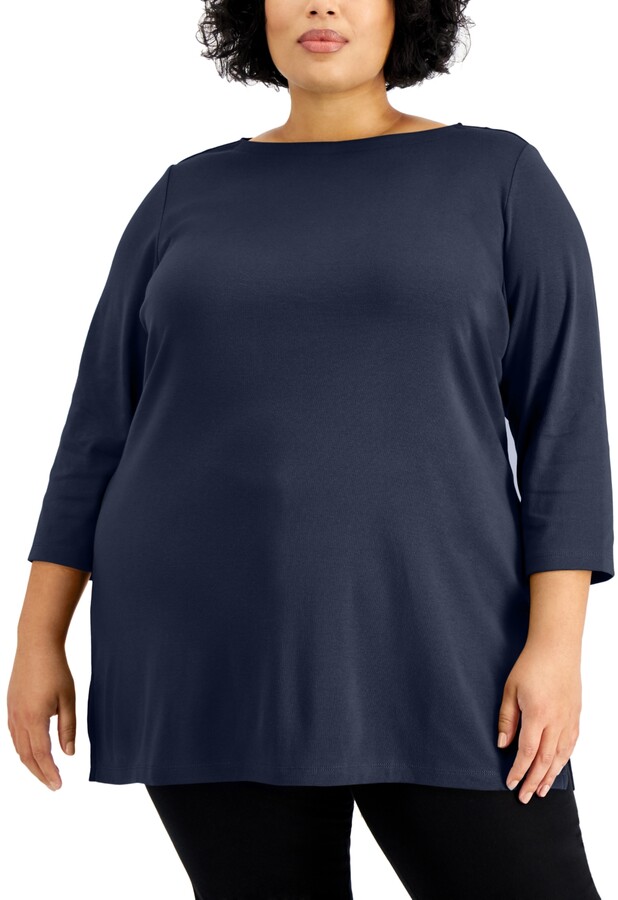 Karen Scott Plus Size Boat-Neck Tunic, Created for Macy's - ShopStyle