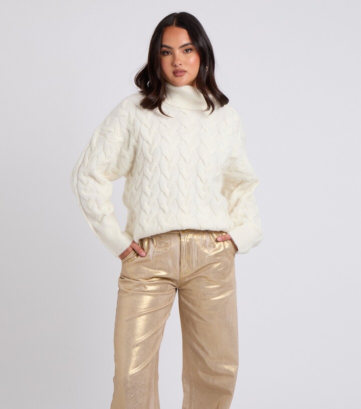 Women's Off White Cable Knit Jumper Urban Bliss - ShopStyle