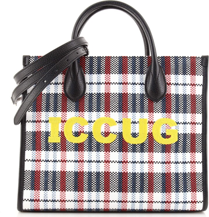 Gucci ICCUG Tote Embroidered Faux Raffia Small - ShopStyle Satchels ...