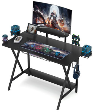 Inbox Zero Gaming Desk, Large Workstation Gaming Table For Gaming ...