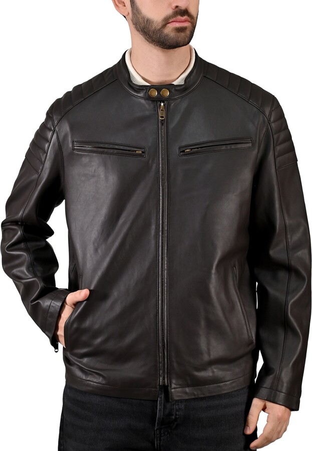 Frye Men's Cafe Racer Nappa Leather Jacket - ShopStyle