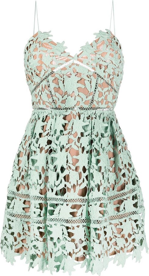 Self Portrait Lace Panel Spaghetti Strap Dress Shopstyle