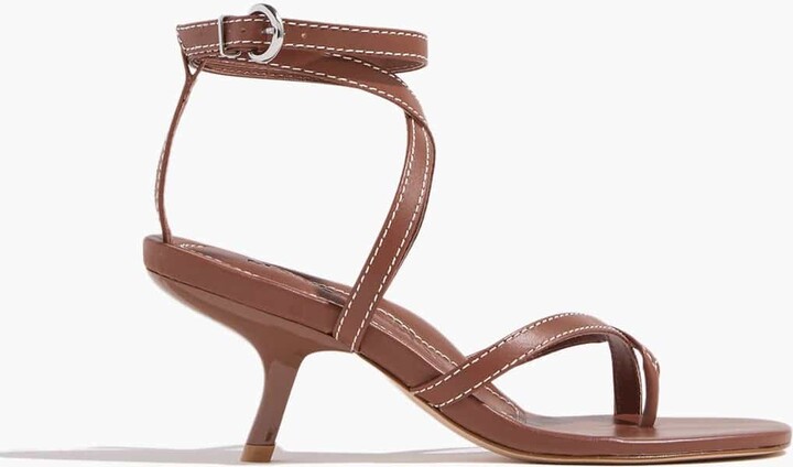 Marion Parke Geri Angled Heel in Luggage/White Stitch - ShopStyle Sandals