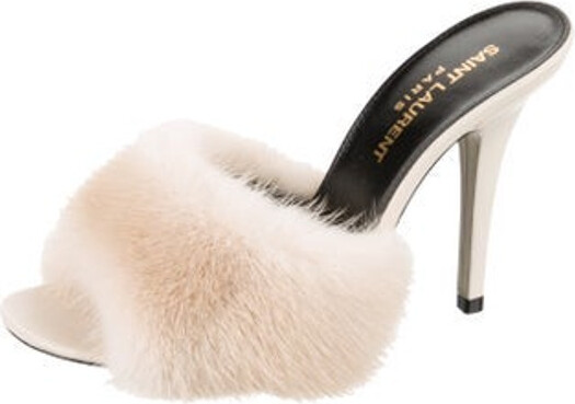 Saint Laurent Mink Slides - ShopStyle