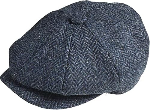 Style First Mens Newsboy Caps Peaky Flat Cap Herringbone Tweed Wool 8 ...