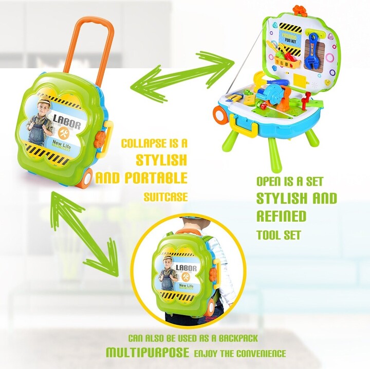 Hozxclle Engineer Role Play Pretend Play Workbench&Suitcase&Backpack ...