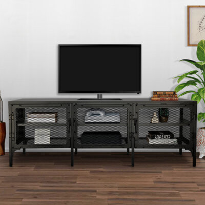 17 Stories Industrial Wood And Metal TV Stand Entertainment Center ...