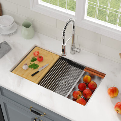 Logmey 33" L x 19" W Undermount Kitchen Sink Workstation Kitchen Sink ...
