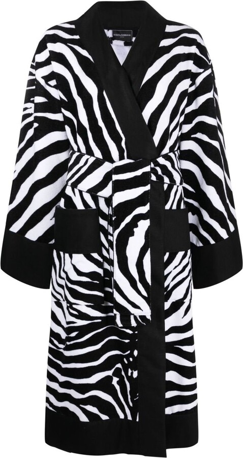 Dolce & Gabbana Black Zebra Print Robe - ShopStyle