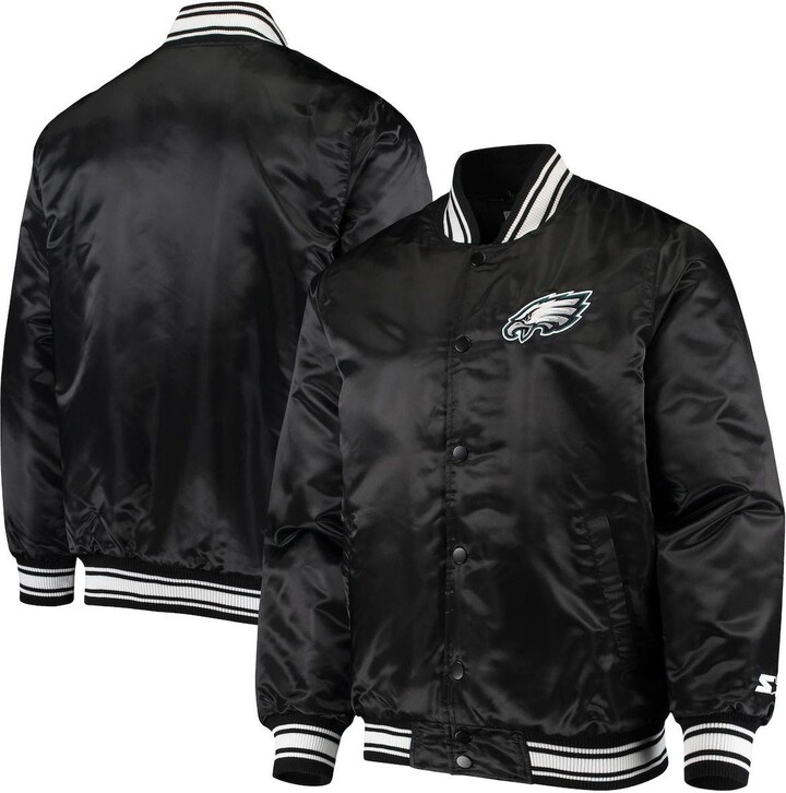Men's Starter Black Philadelphia Eagles Locker Room Satin Varsity Full ...