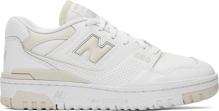New Balance White & Beige 550 Sneakers - ShopStyle