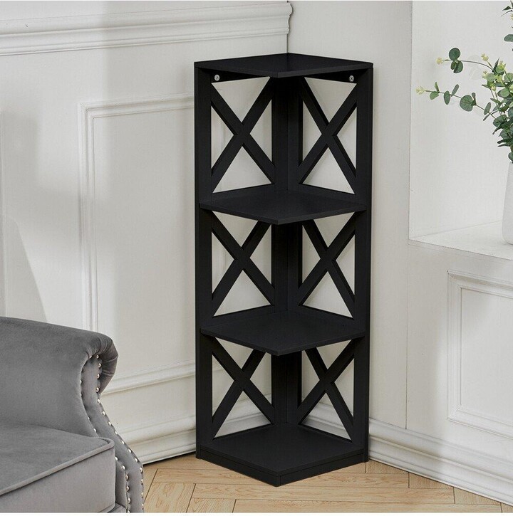 Living and Home Wooden 3-Tier Modern Corner Shelf Standing Living Room ...