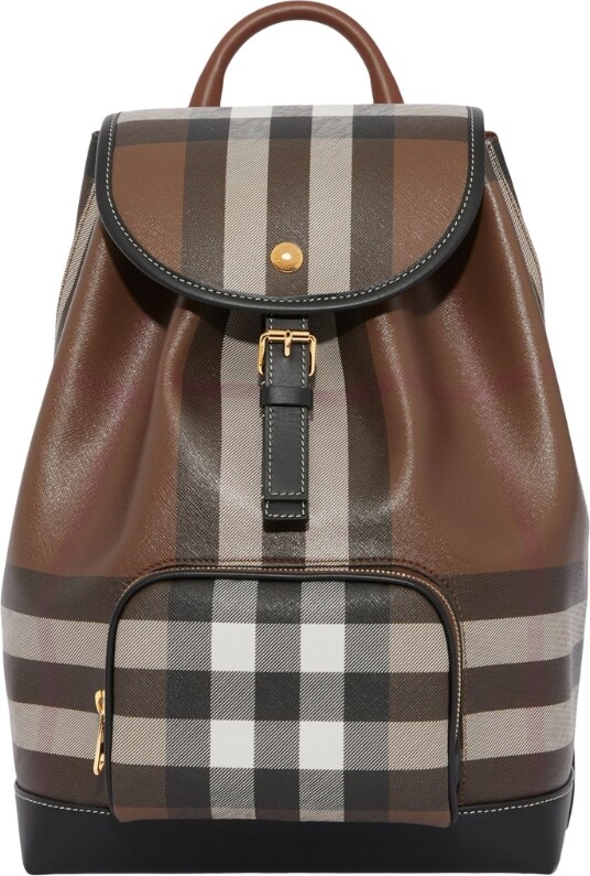 Burberry Check Leather-Trim Backpack - ShopStyle