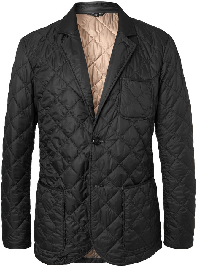 Dunhill Leather-Trimmed Quilted Shell Blazer - ShopStyle