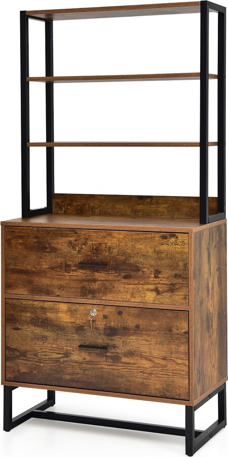 Lateral File Cabinet 4 Tier Tall Storage Bookshelf Display Shelf ...