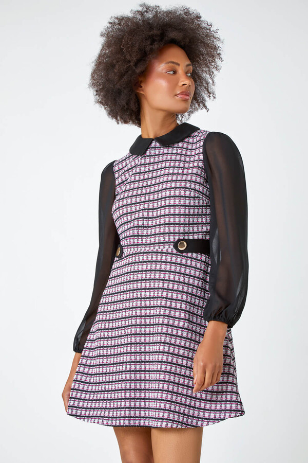 Dusk Roman Originals Collared Boucle Stretch Dress - ShopStyle
