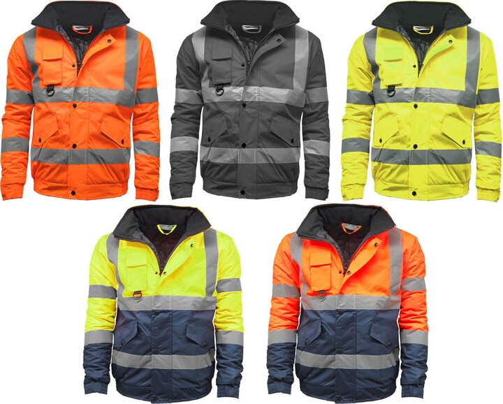 StandSafe Mens Waterproof Two Tone Bomber Jacket Hi Vis Visibility Work ...