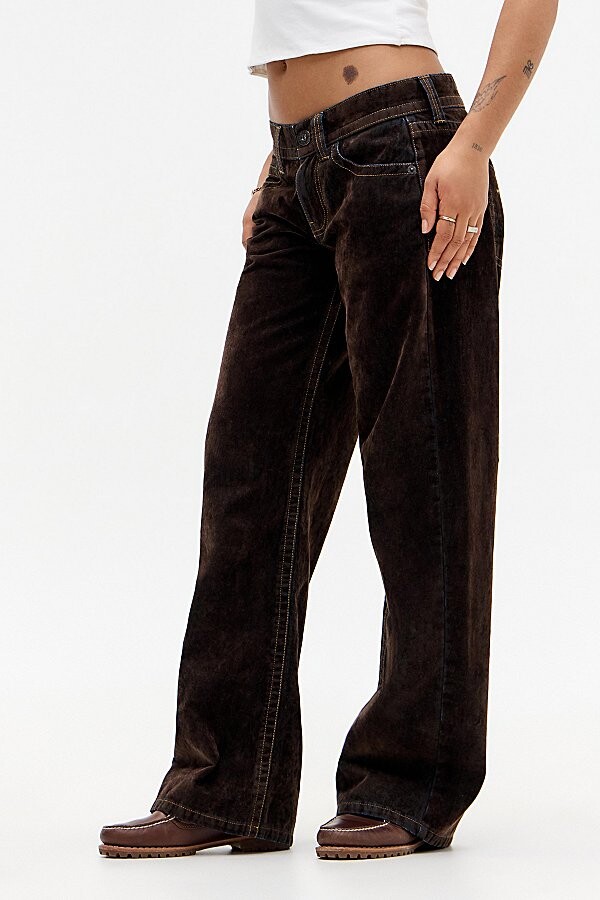 BDG Kayla Lowrider Denim Flocked Jean in Dark Brown - ShopStyle