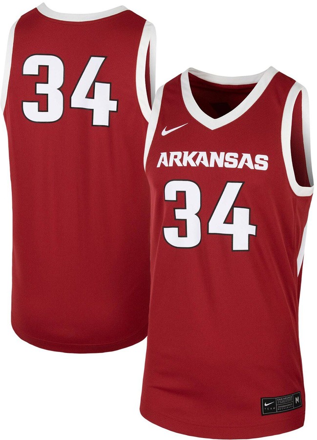 Nike Men's #34 Cardinal Arkansas Razorbacks Team Replica Basketball ...
