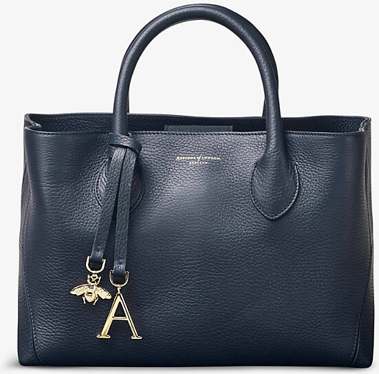 Aspinal of London Womens Navy Medium Leather Tote Bag - ShopStyle