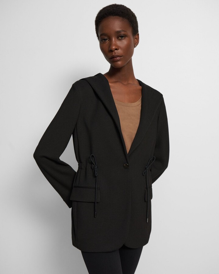 Theory Hooded Drape Jacket in Double-Knit Jersey - ShopStyle
