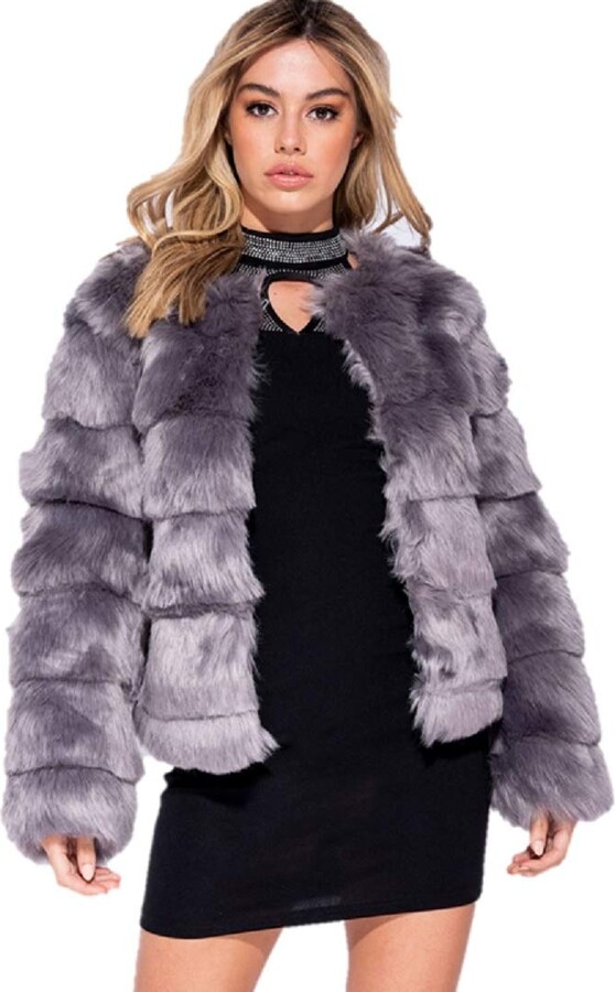 Fashion Oasis New Ladies Womens Edge to Edge Collarless Faux Fur Jacket Coat UK Sizes 6-14 ...
