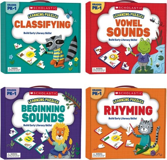 Scholastic Beginning To Read Puzzle Set - Vowels, Rhyming, Classifying ...