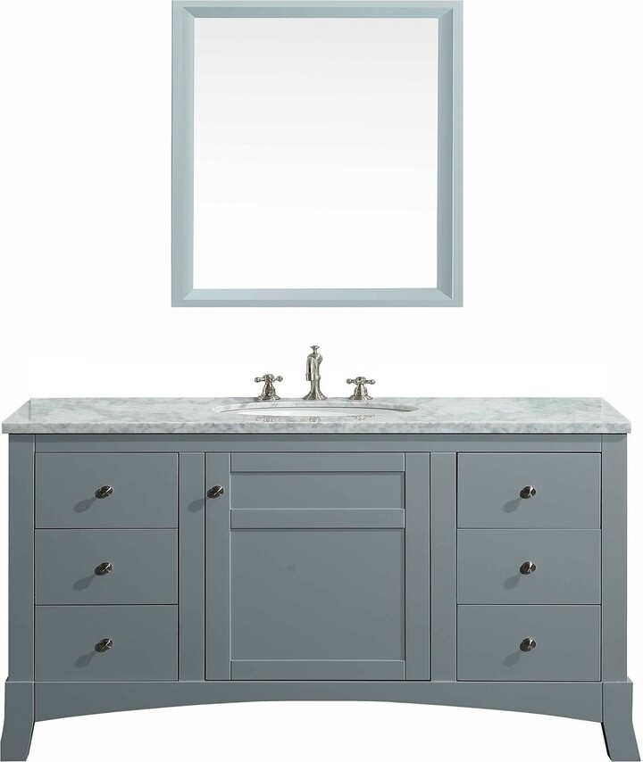 Eviva New York 48 inch Gray Bathroom Vanity with White Carrara ...