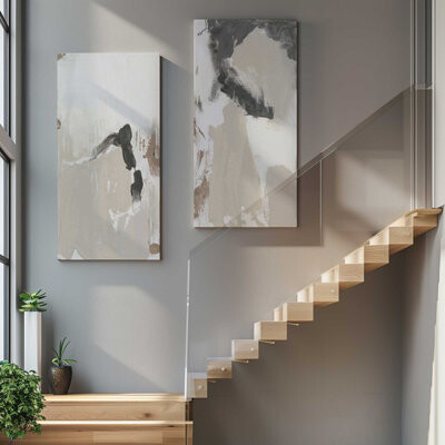 Frametolia Monochrome Mosaic v2 | 2 Panel Split Large Canvas Print ...