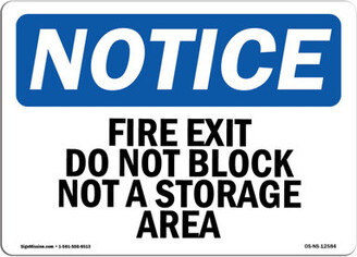 SignMission Fire Exit Do Not Block Not a Storage Area Sign - ShopStyle ...