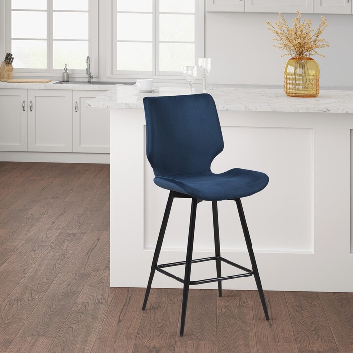 Madison Home USA Whelington Navy 25" H Upholstered Metal Leg Swivel ...