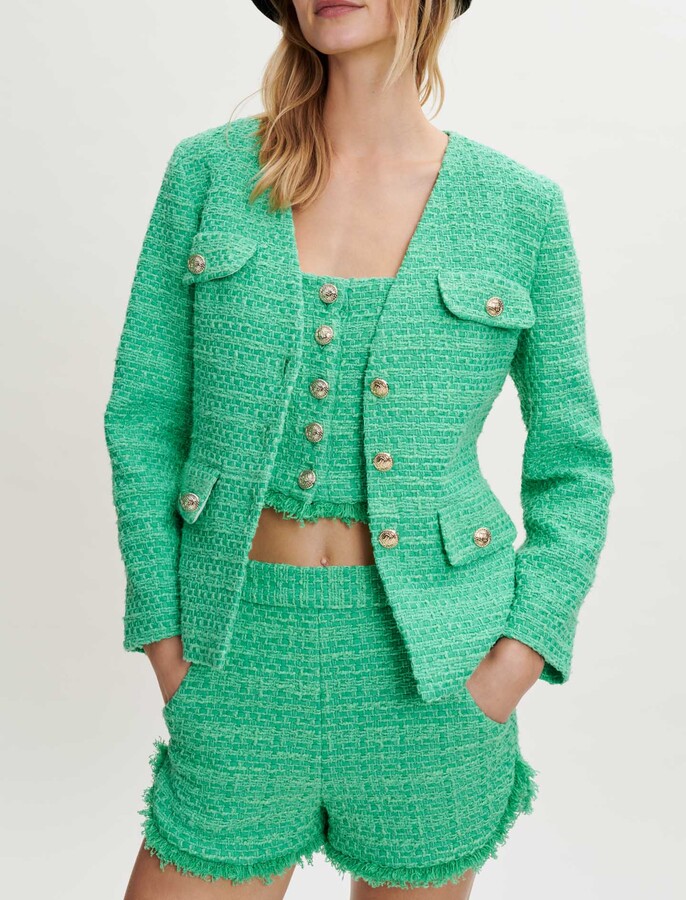 Maje Fitted tweed jacket - ShopStyle Blazers