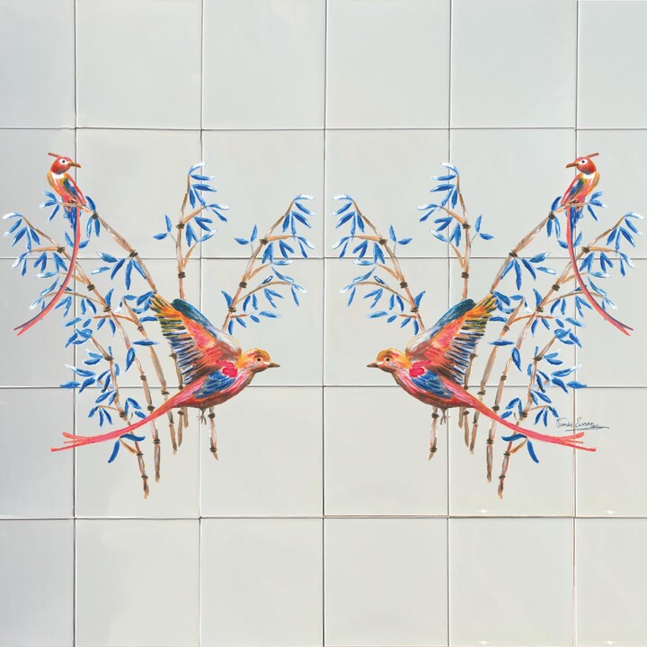 Catchii Backsplash Tiles Bamboo Birds - ShopStyle Artwork