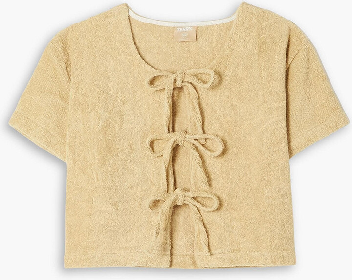 TERRY TOWELLING Cropped cotton-terry top - ShopStyle