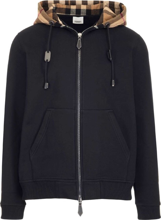 Burberry Checked Drawstring Hoodie - ShopStyle