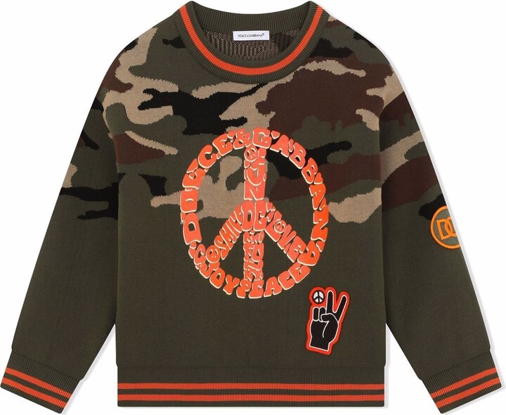 Dolce & Gabbana Children Camouflage-Pattern Peace Sign Jumper ...