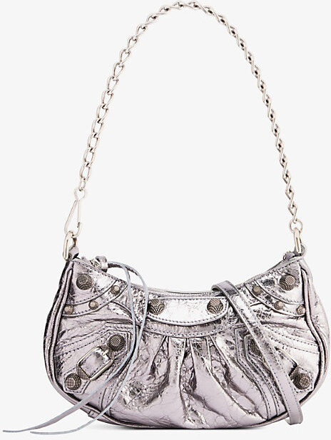 Balenciaga Silver/silver Le Cagole Mini Braided-handle Leather Shoulder ...