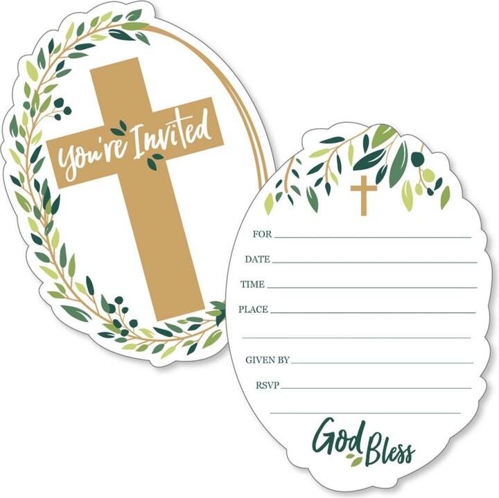 Big Dot Of Happiness Elegant Cross - Shaped Fill-in Invitations ...