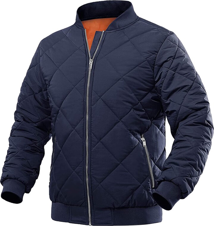 KEFITEVD Men's Casual Bomber Jacket Comfortable Warm Coat Soft Winter Baseball Jacket with Inner ...