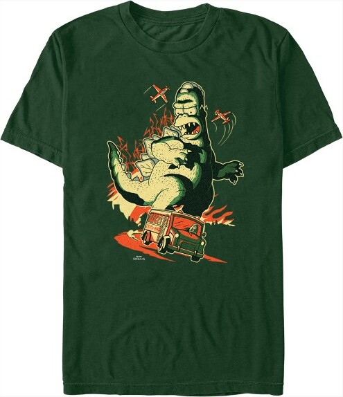 Men's The Simpsons Godzilla Homer School Bus T-Shirt - Dark Green - X ...