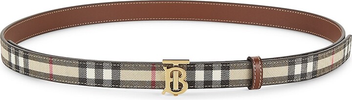 Burberry Reversible TB Logo Vintage Check Belt - ShopStyle